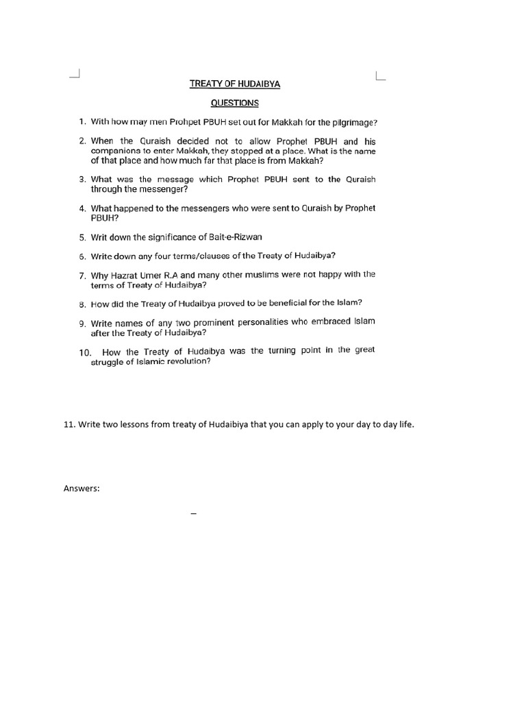 Lessons from the Treaty of Hudaybiya | PDF