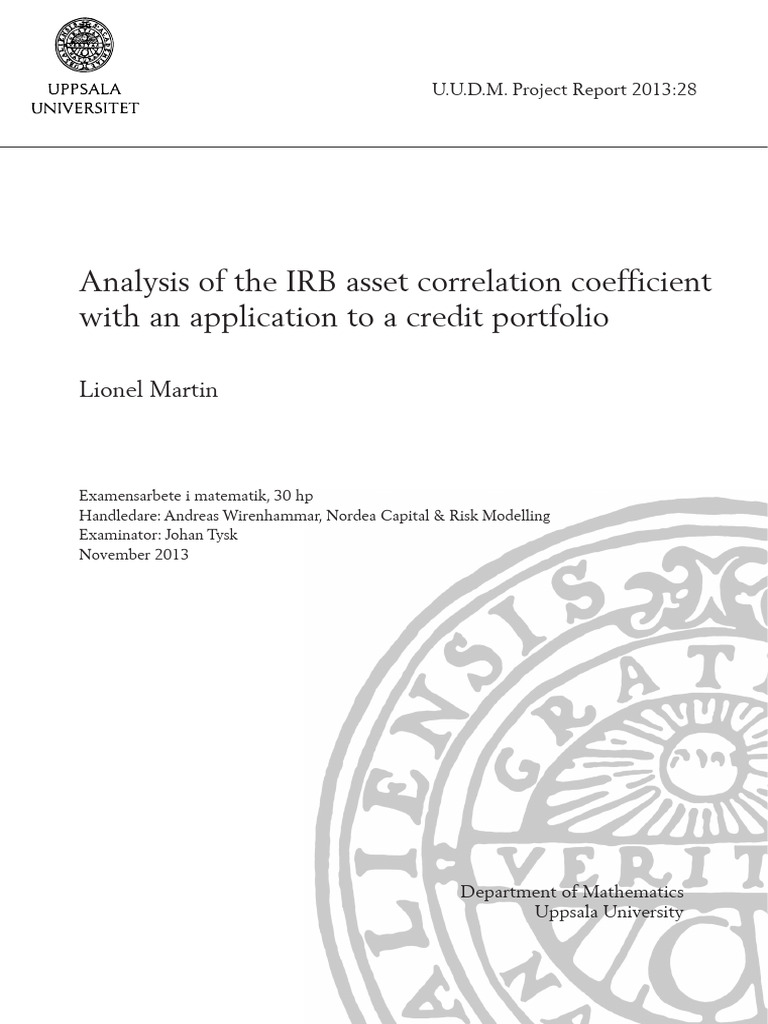 IRB Asset Correlation Analysis 2013 | PDF | Equity (Finance) | Basel Iii