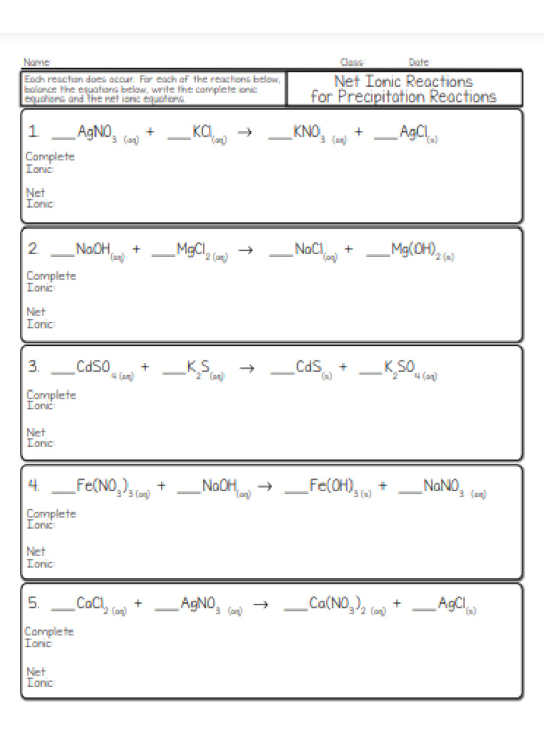 01 30 25 Net Ionic Equation Worksheet Remote | PDF