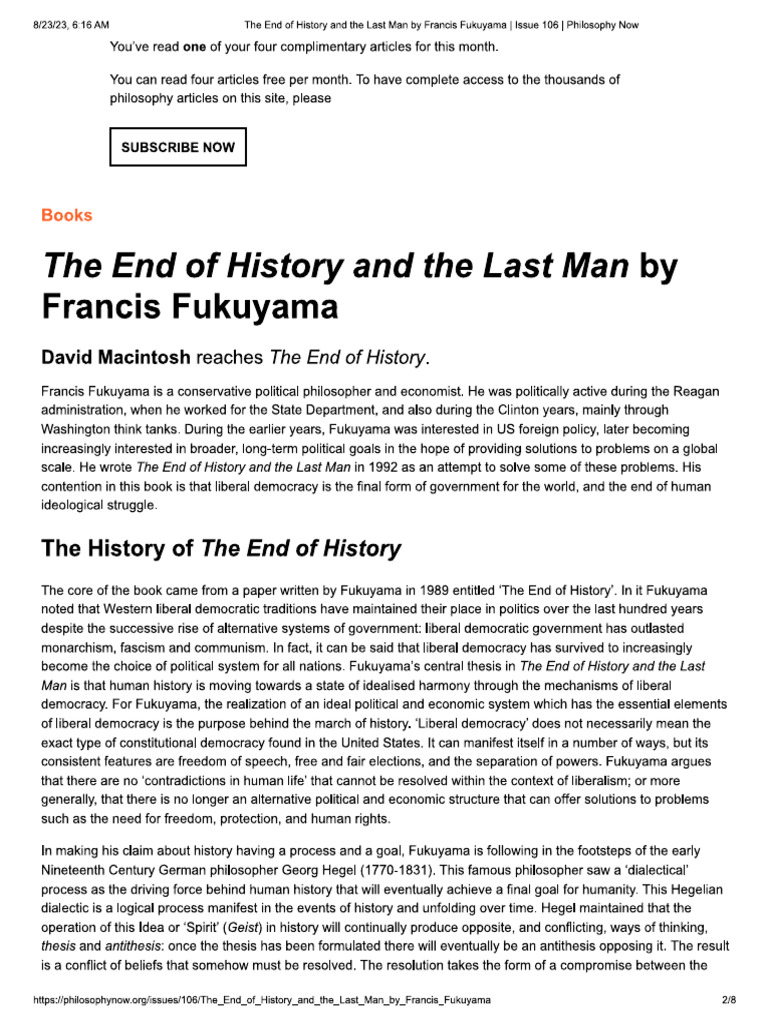The End of History and The Last Man | PDF