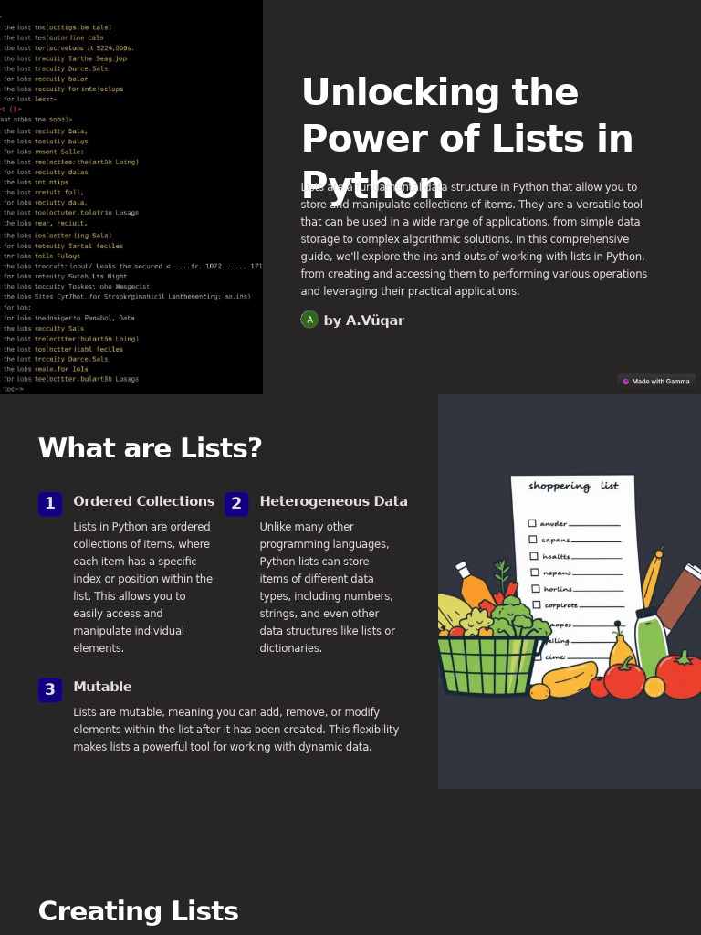 Unlocking The Power Of Lists In Python Pdf Python Programming