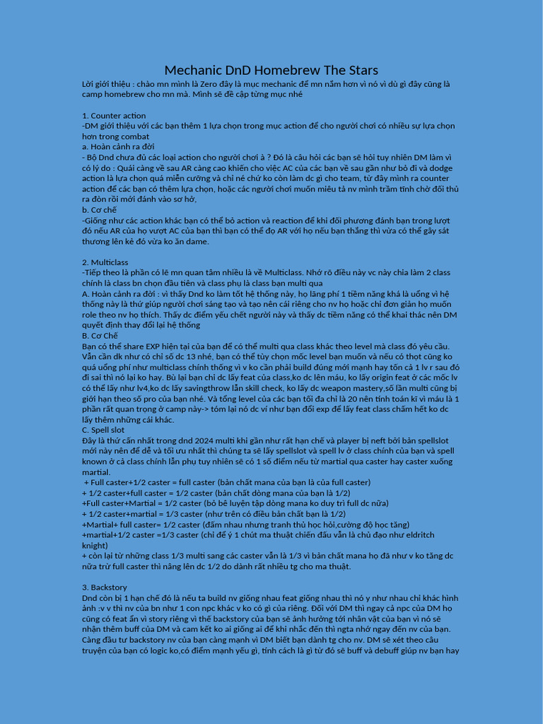 Mechanic DND Homebrew The Stars | PDF