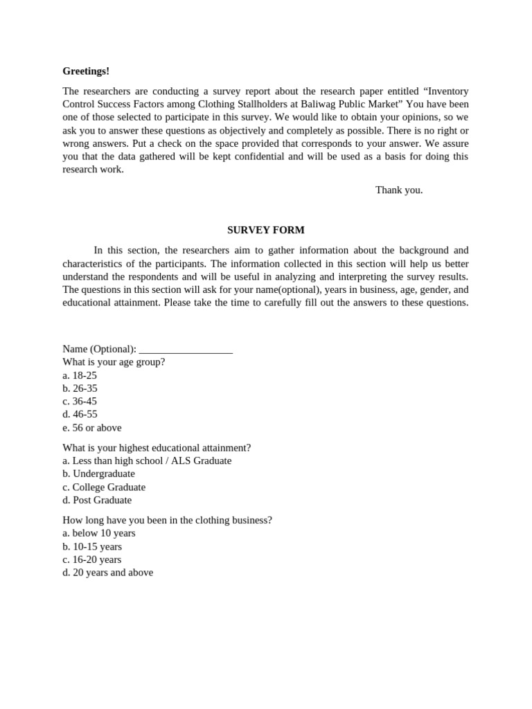 Research Questionnaires Edited | PDF | Survey Methodology | Likert Scale