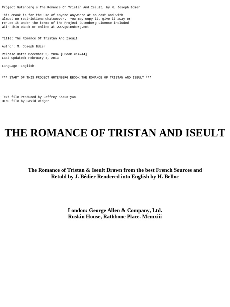 Tristan and Iseult: A Timeless Romance | PDF | Tristan