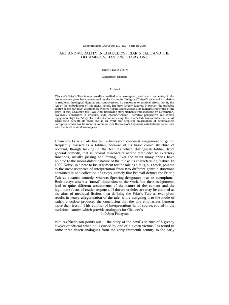 Finlayson, John - Art and Morality in Chaucer's Friar's Tale and The ...