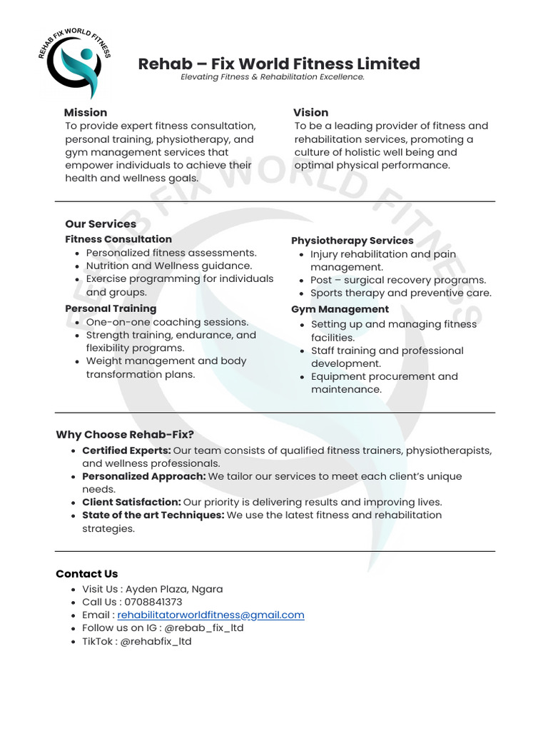 Rehab-Fix: Fitness & Rehab Services | PDF