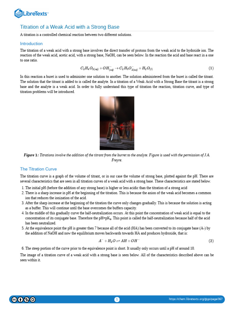 Weak Acid-Strong Base Titration Guide | PDF | Acid | Titration