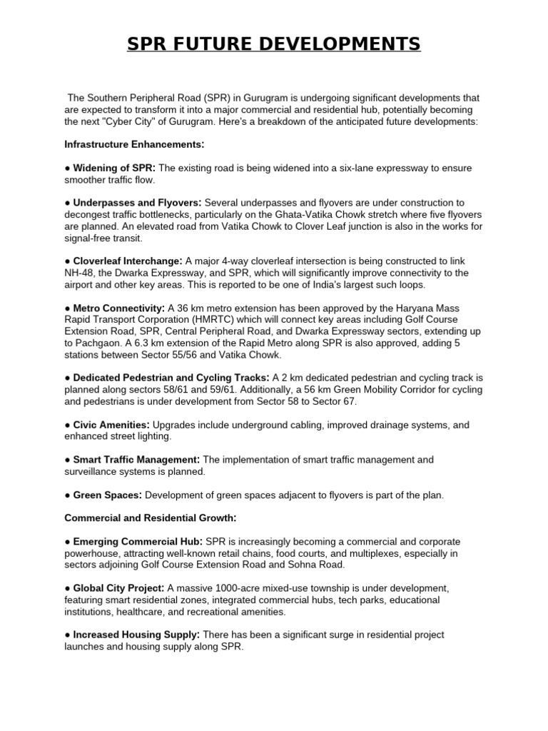 Future Developments on Southern Peripheral Road | PDF | Controlled ...