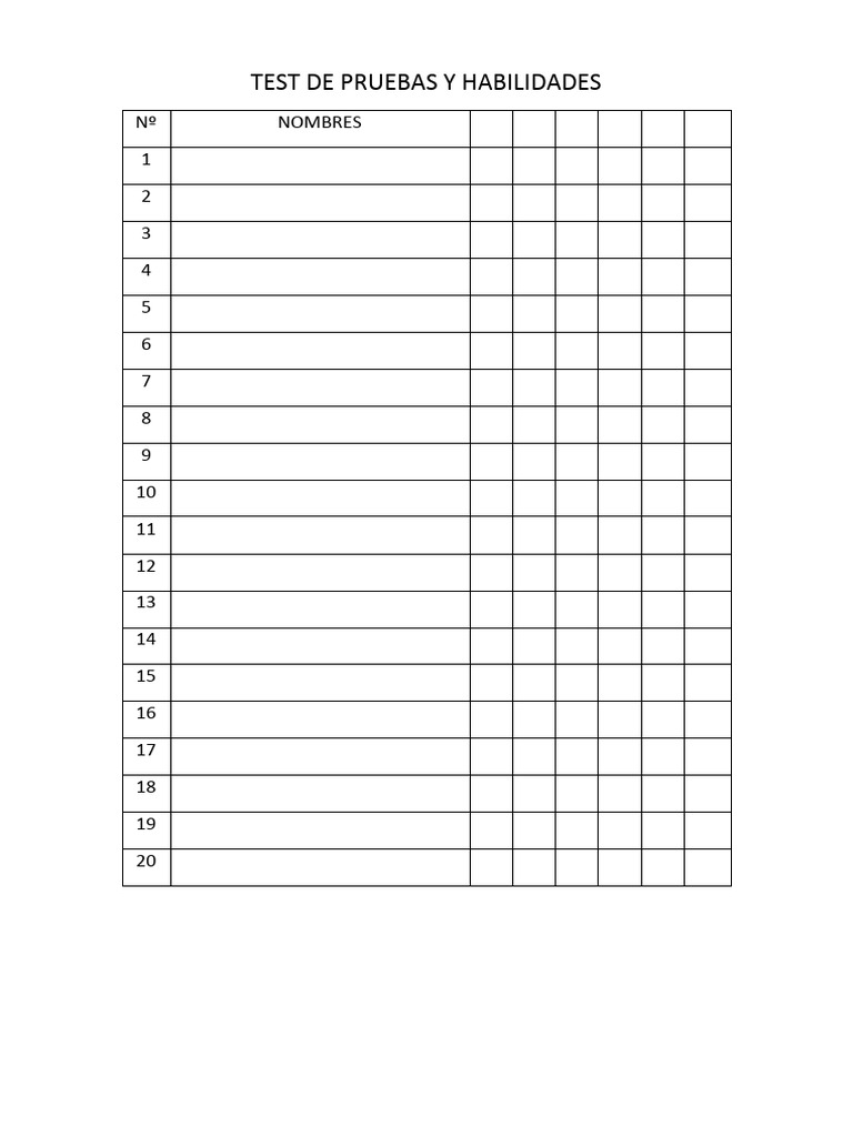 Test de Pruebas y Habilidades | PDF