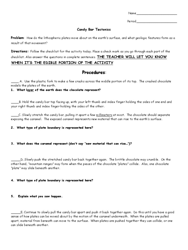 Candy Bar Tectonics | PDF | Plate Tectonics | Tectonics