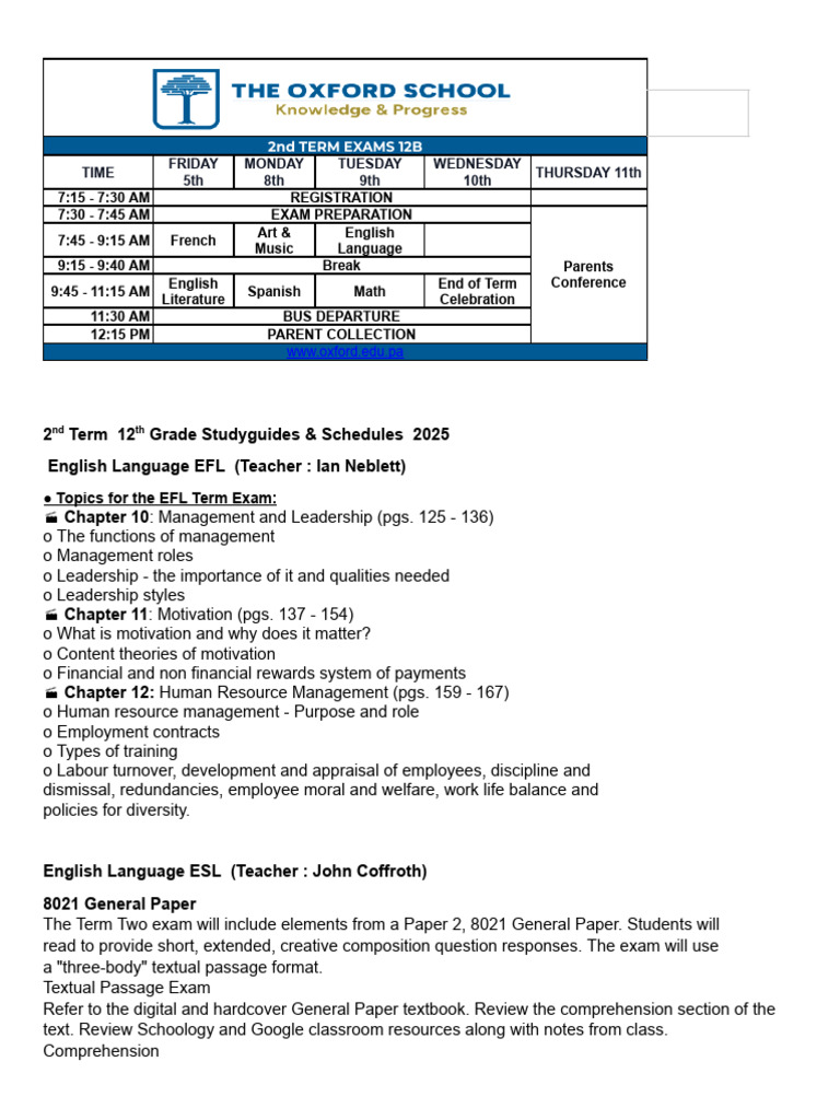 2nd TERM 12B STUDYGUIDES 2025 | PDF