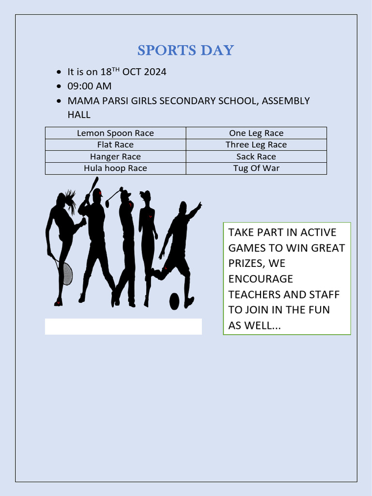 School Event Sports Day | PDF