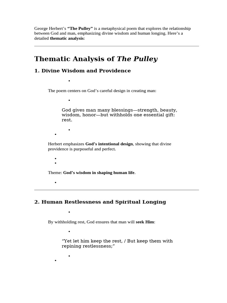 Thematic and Line by Line Analysis of The Pulley by George Herbert ...