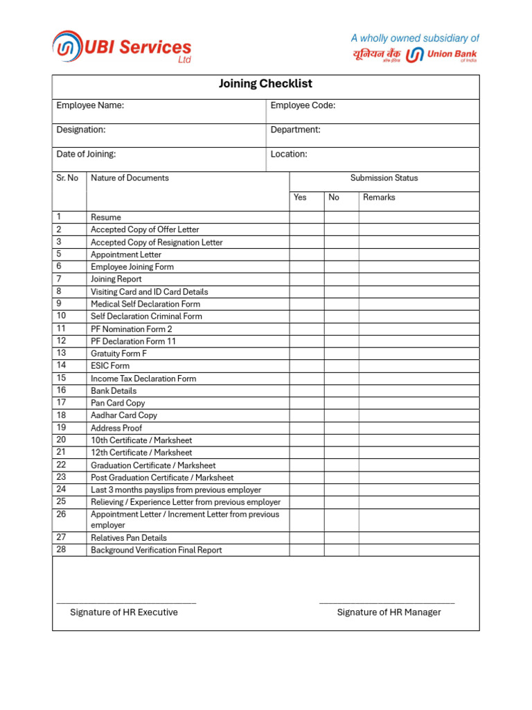 Joining Check List | PDF