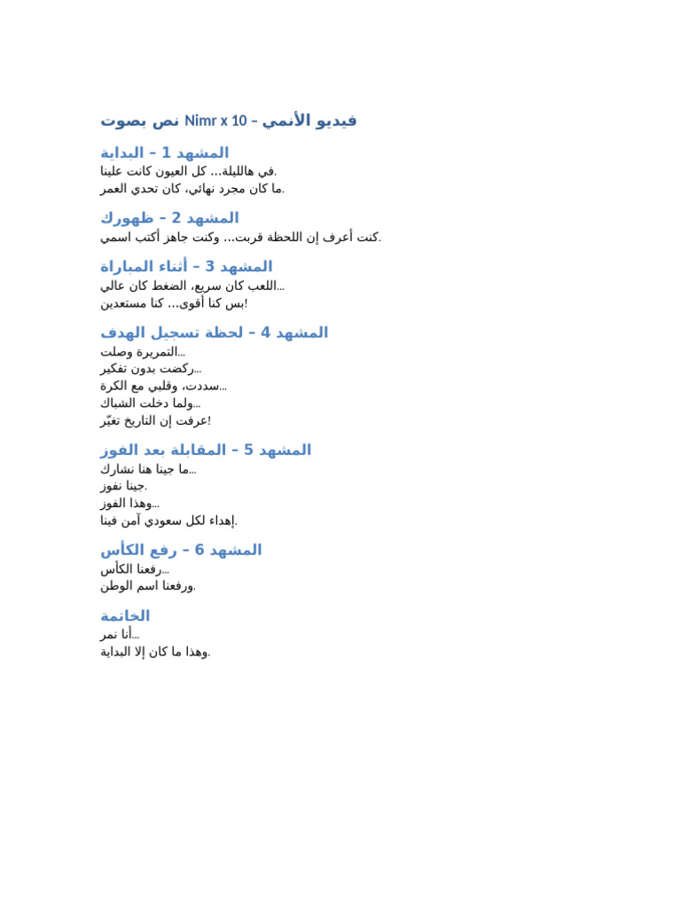 Nimr X 10 Anime Voice Script | PDF