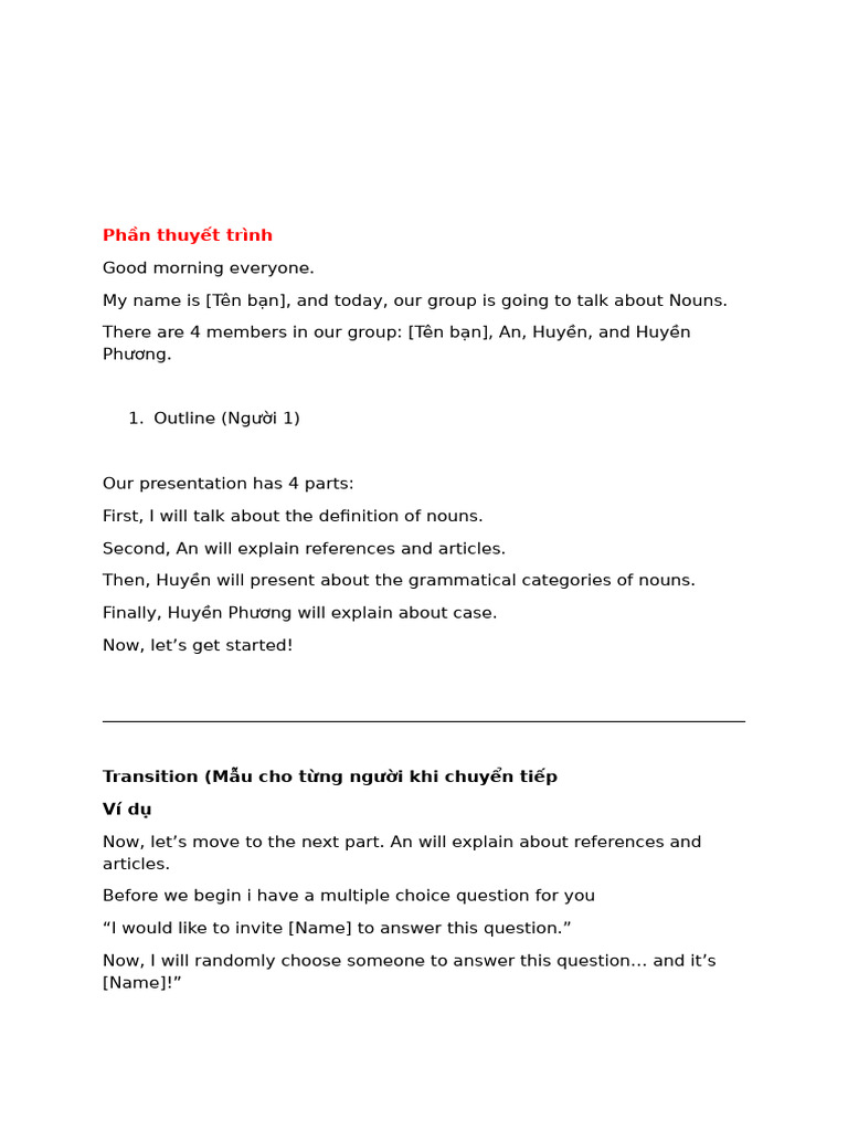 Understanding Nouns: Presentation Guide | PDF