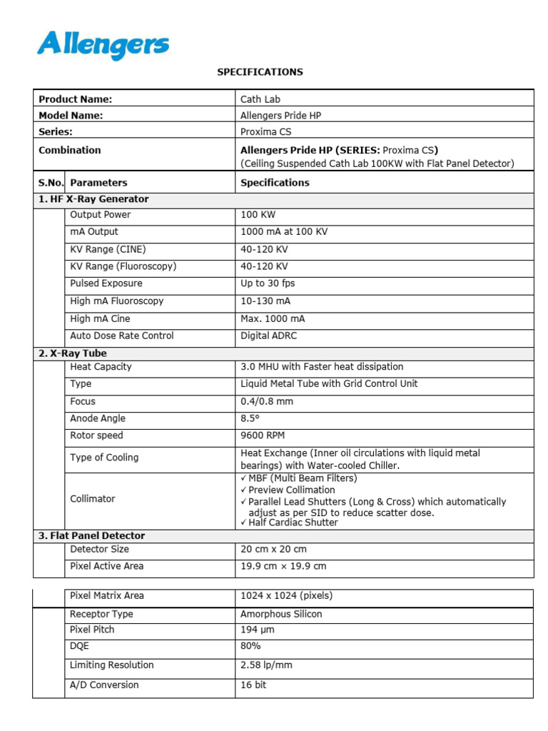 Allengers Pride HP Cath Lab Specs | PDF | Display Resolution | Computer ...