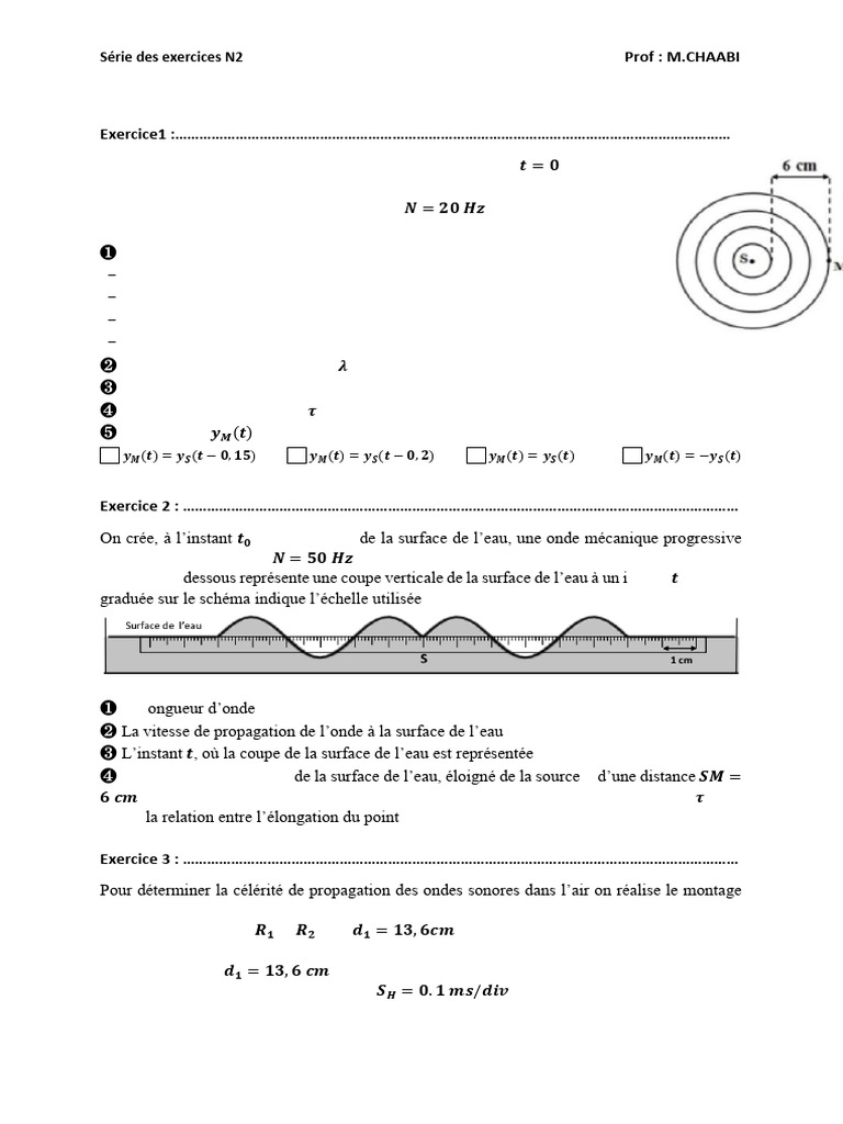 Exercices sur les ondes mécaniques et sonores | PDF | Vagues | Son