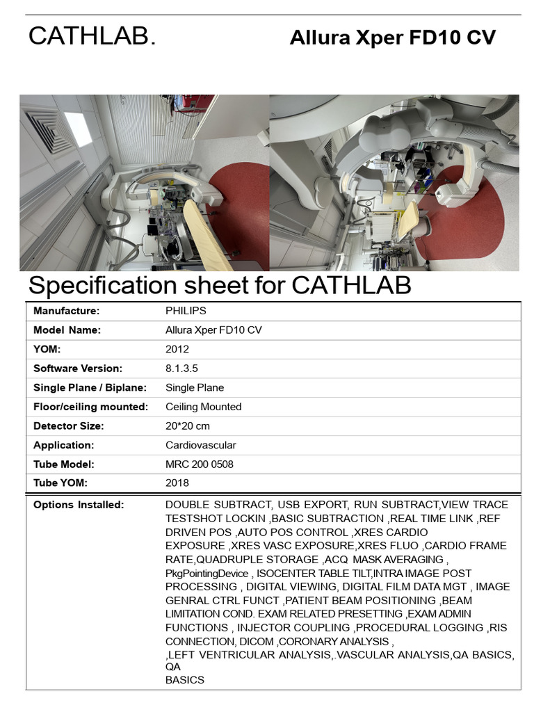 Philips Allura Xper FD10 CV Specs | PDF