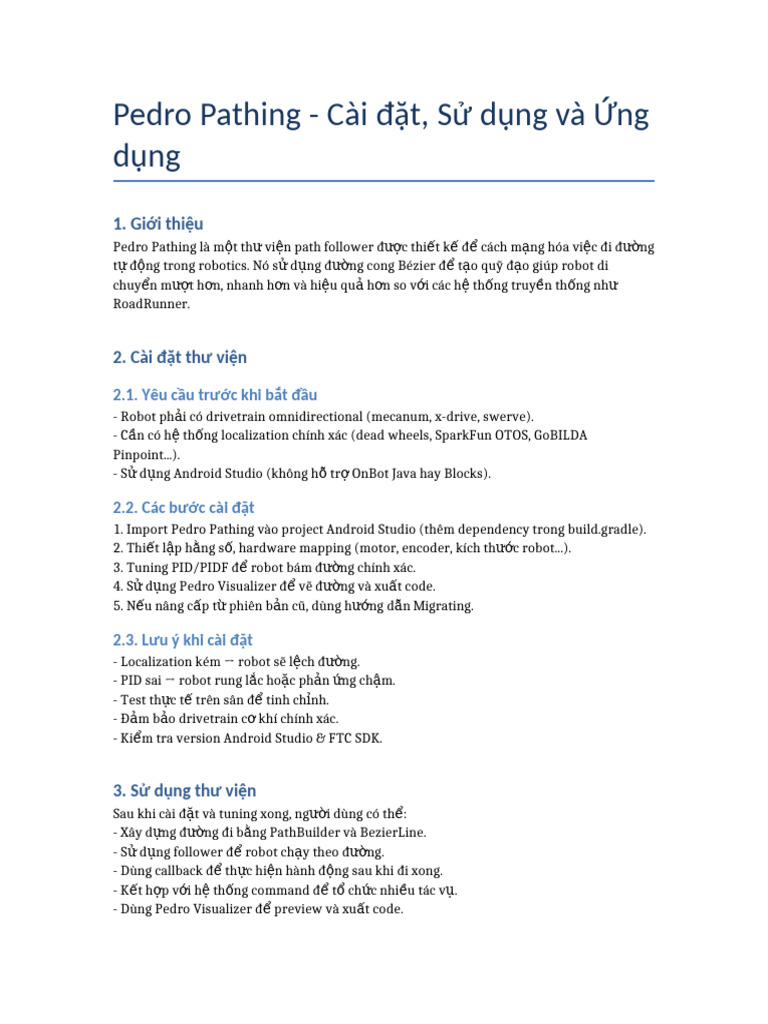 Pedro Pathing Documentation | PDF