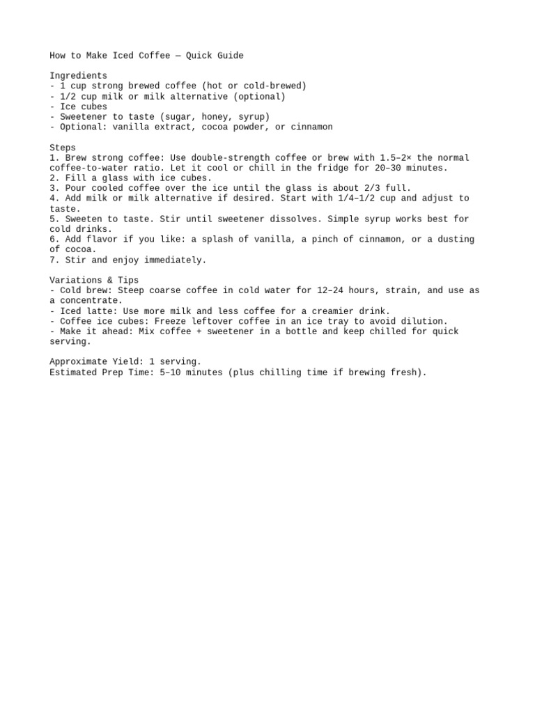 Iced Coffee Preparation Guide | PDF