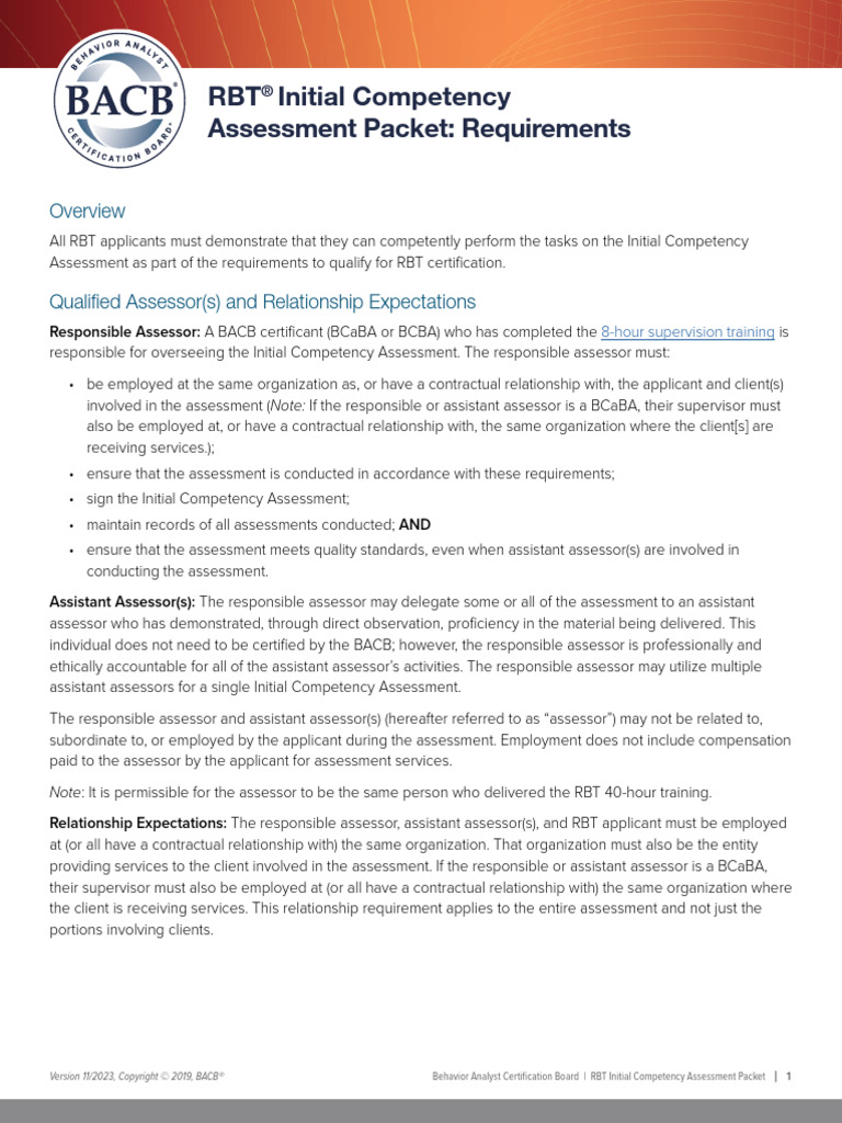 RBT Competency Assessment Initial Faith Boaz | PDF | Reinforcement ...