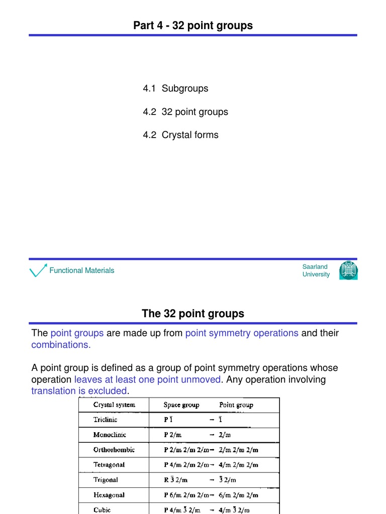 Overview of 32 Crystallographic Point Groups | PDF | Metric Geometry ...