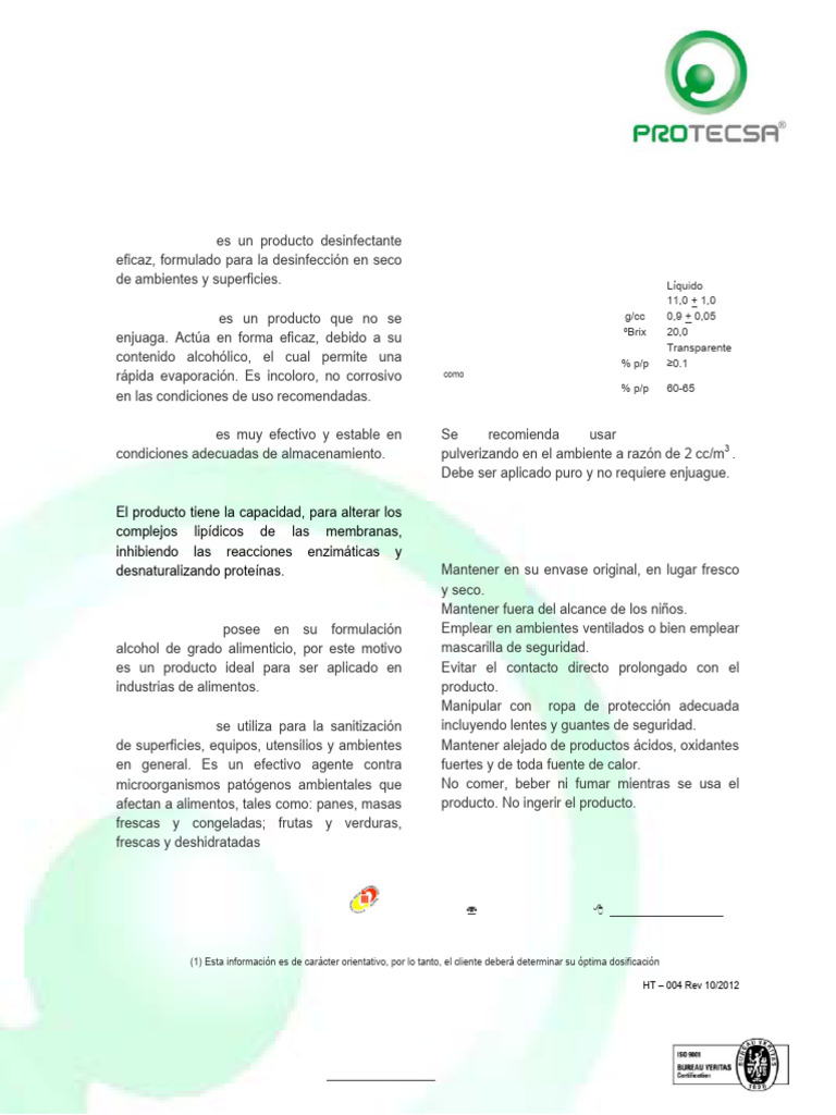 Tecsa Food A - HT-004 - CL | PDF | Alimentos | Sustancias químicas