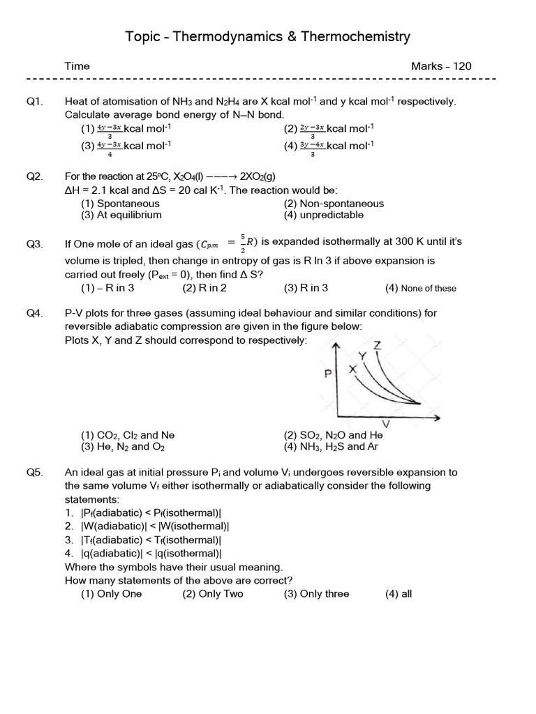 Thermodynamics and Thermochemistry Problems | PDF | Scientific ...