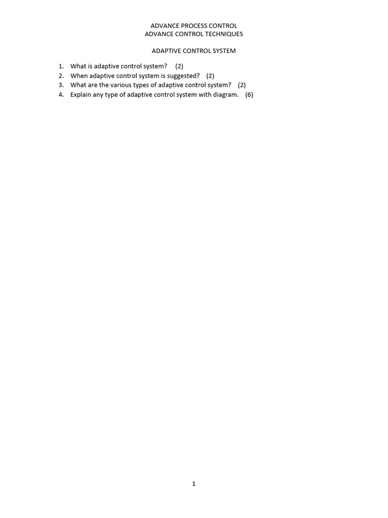 Overview of Adaptive Control Systems | PDF | Control Theory ...