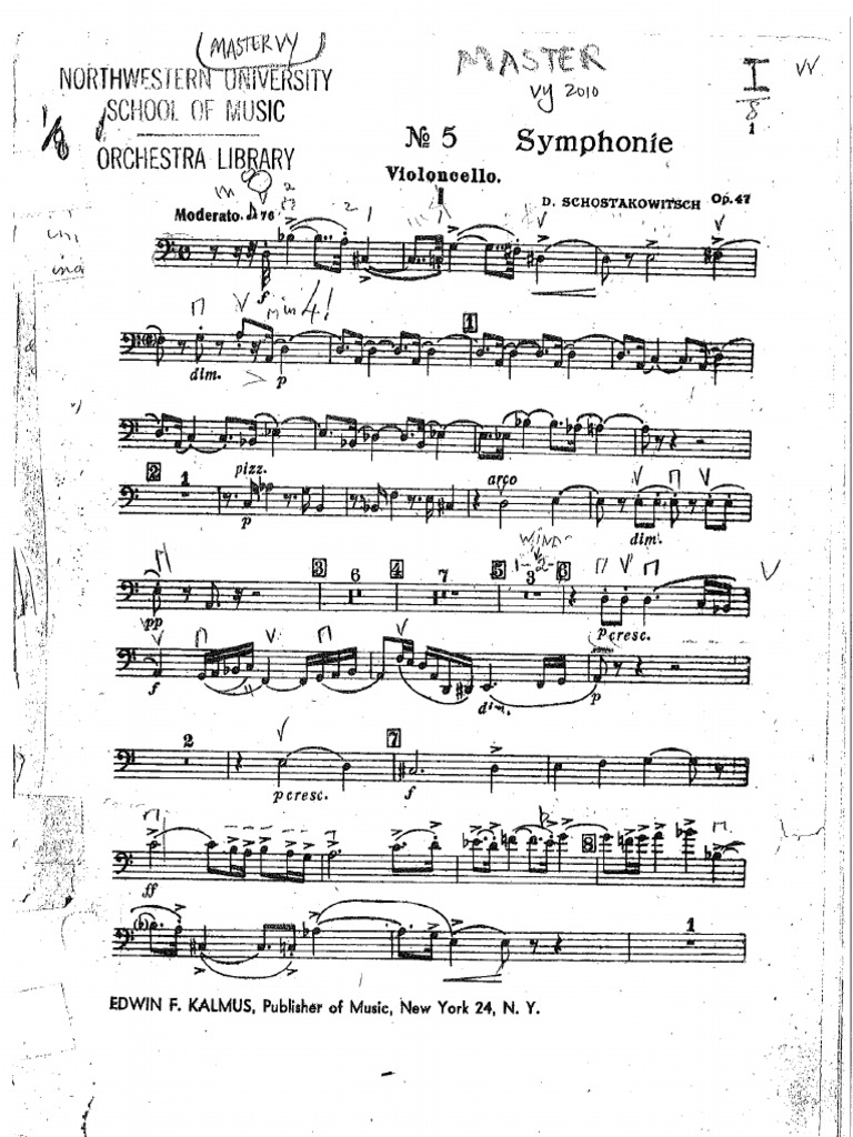 Shostakovich - Symphony No. 5, Op. 47, D Minor (VY 2011) - Cello | PDF