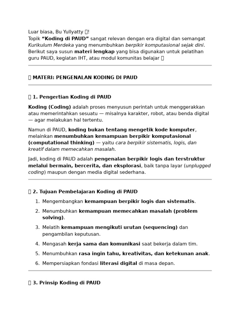 Pembelajaran Koding Di Paud | PDF
