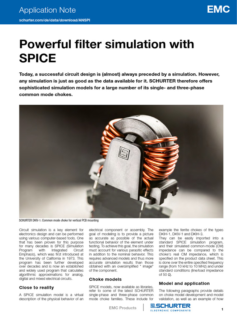 SCHURTER SPICE Models for Chokes | PDF | Spice | Electrical Impedance
