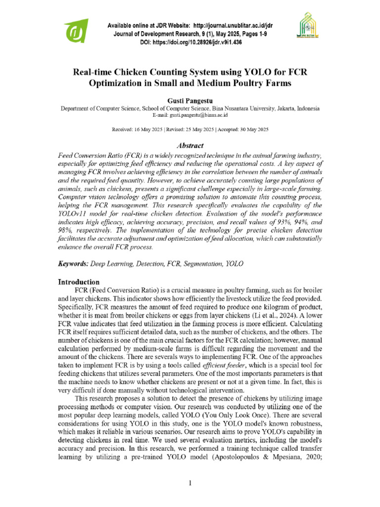 View of Real-Time Chicken Counting Syst... Tion in Small and Medium ...