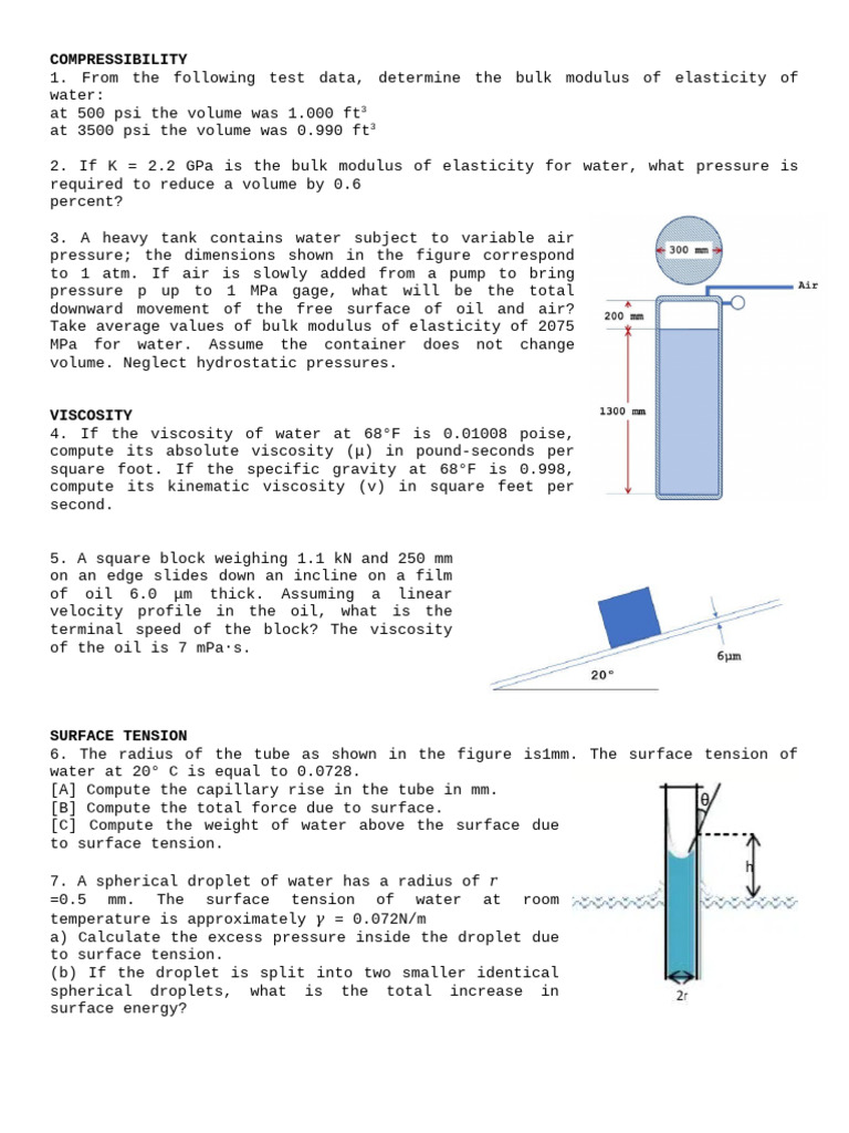 Compressibility Viscosity Surface Tension | PDF