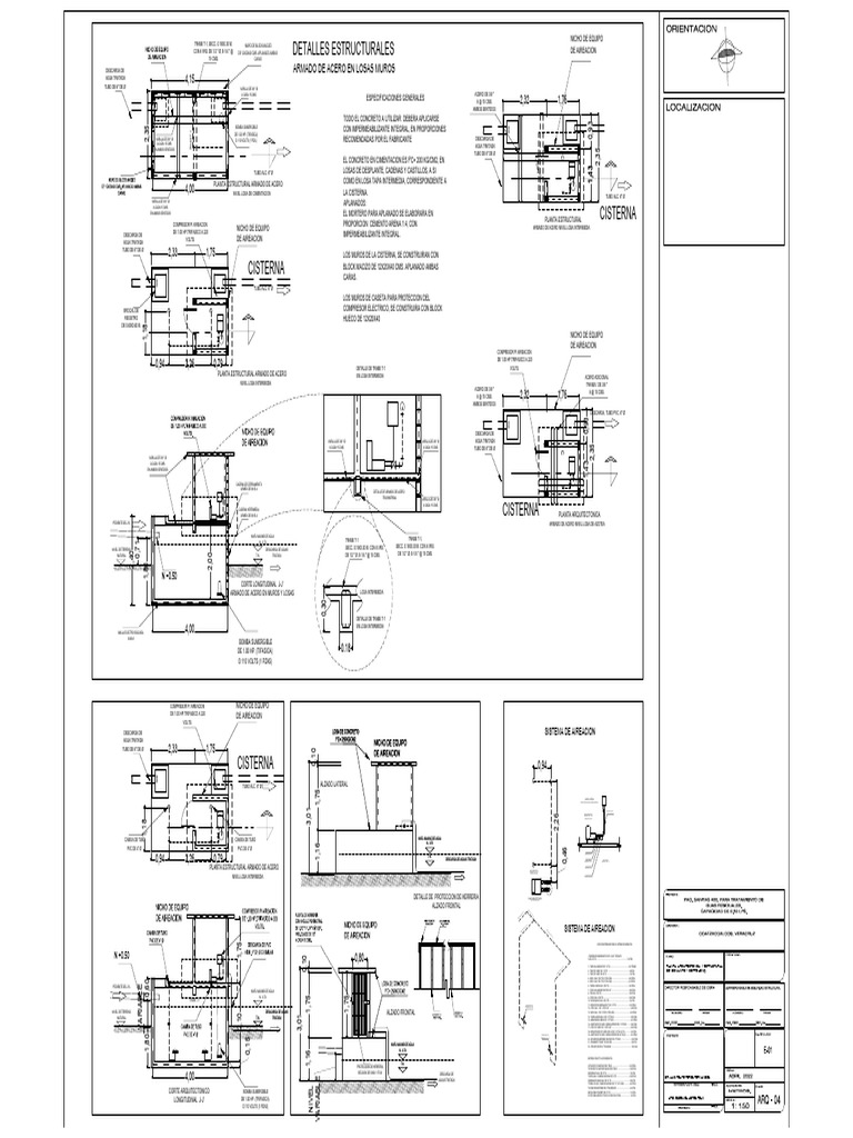 02 - Arq - Planta y Corte Cisterna | PDF