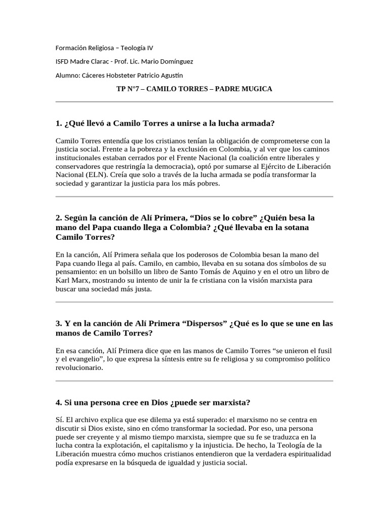 Formación Religiosa TP N 7 | PDF