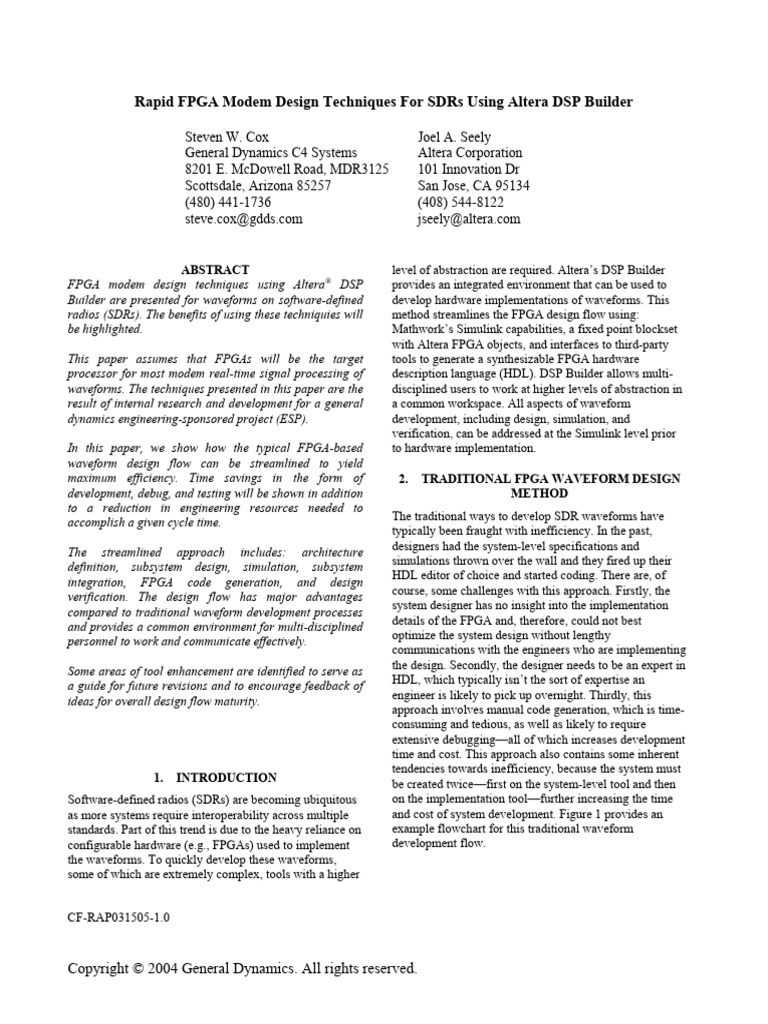 Rapid FPGA Modem Design Techniques For SDRs Using Altera DSP Builder ...