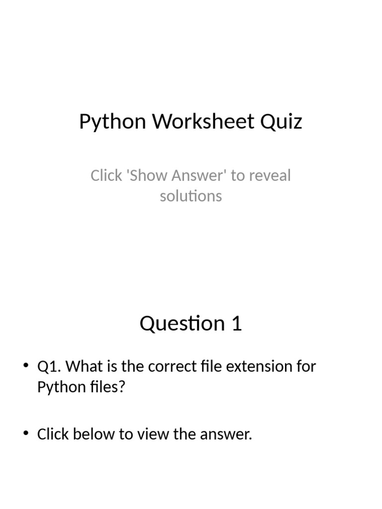 Python Worksheet Quiz | PDF