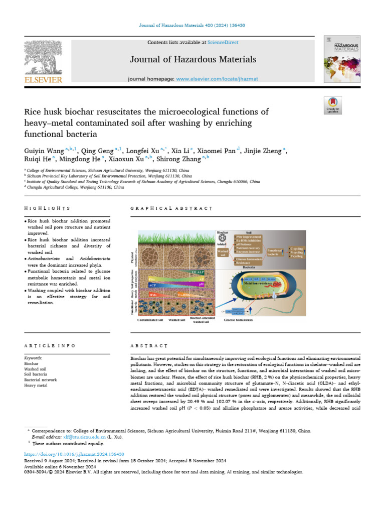 Rice Husk Biochar Resuscitates The Microecological Functions of | PDF ...