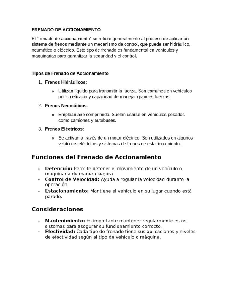 Tipos y Funciones del Frenado en Vehículos | PDF | Vehículo híbrido ...
