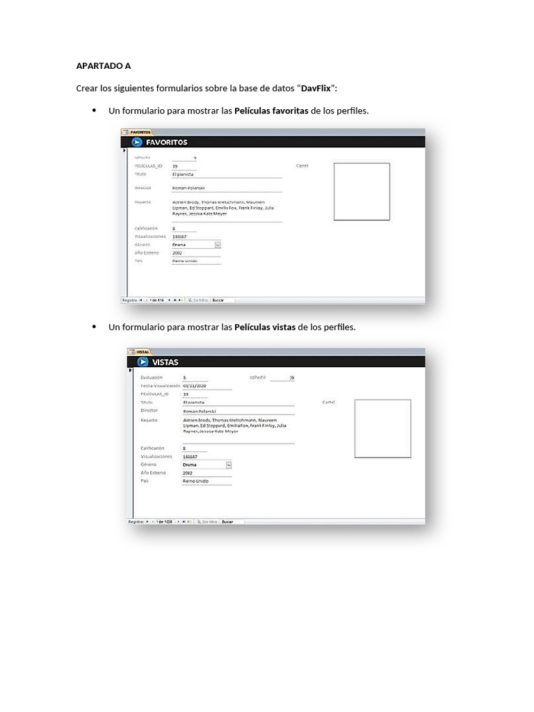 Formularios Ejercicio de Access | PDF