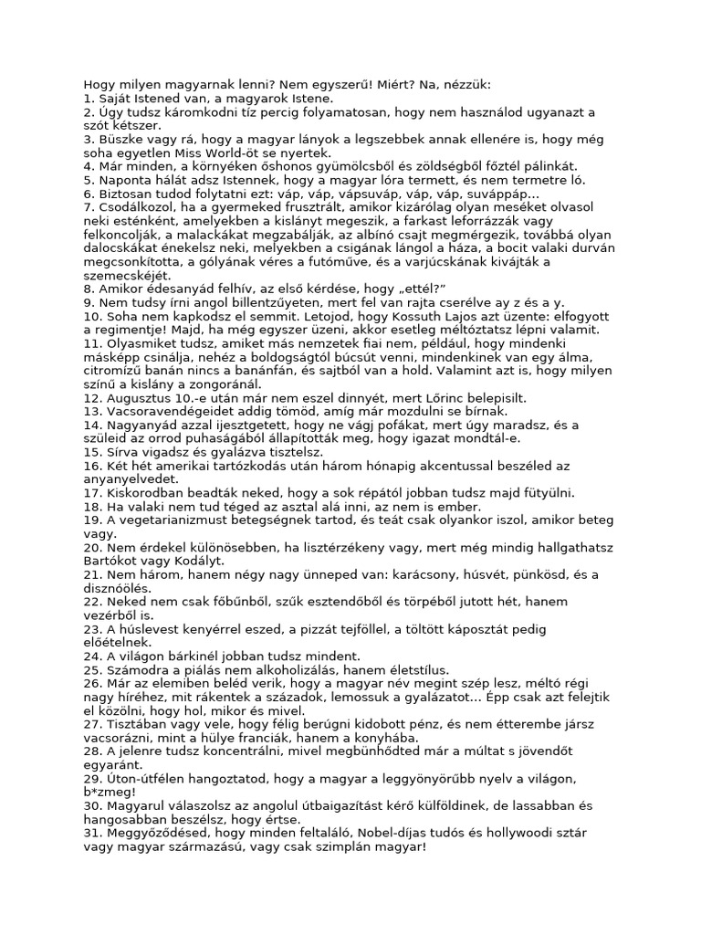 Hogy Milyen Magyarnak Lenni | PDF