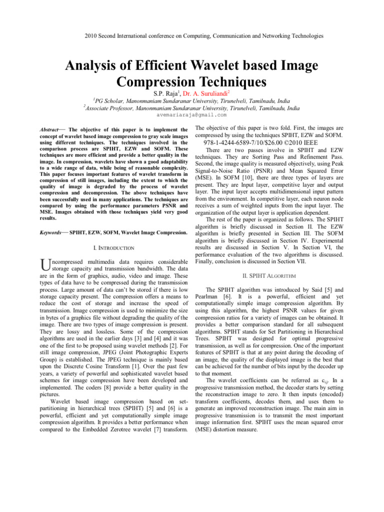 Wavelet Based | PDF | Data Compression | Videotelephony