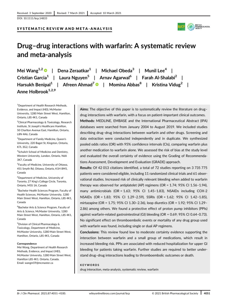 Br J Clin Pharmacol - 2021 - Wang - Drug Drug Interactions With ...