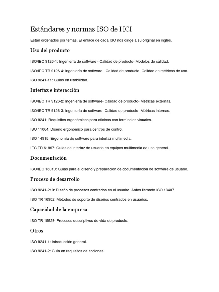 Normas ISO en HCI y Usabilidad | PDF