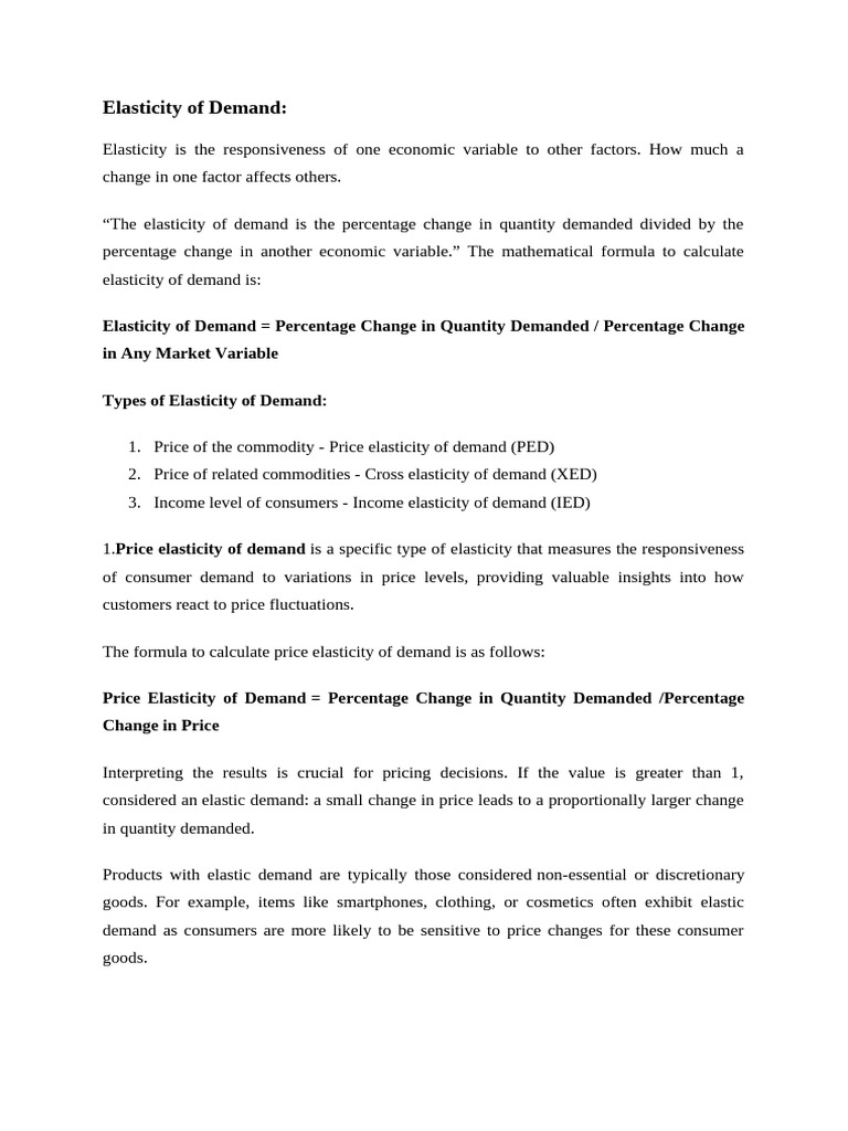 Elasticity of Demand | PDF | Elasticity (Economics) | Demand
