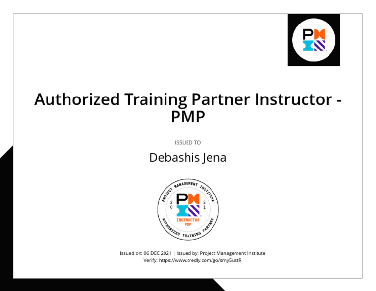 Authorized Training Partner Instructor - PMP Badge20211207-53-Qheqbc | PDF