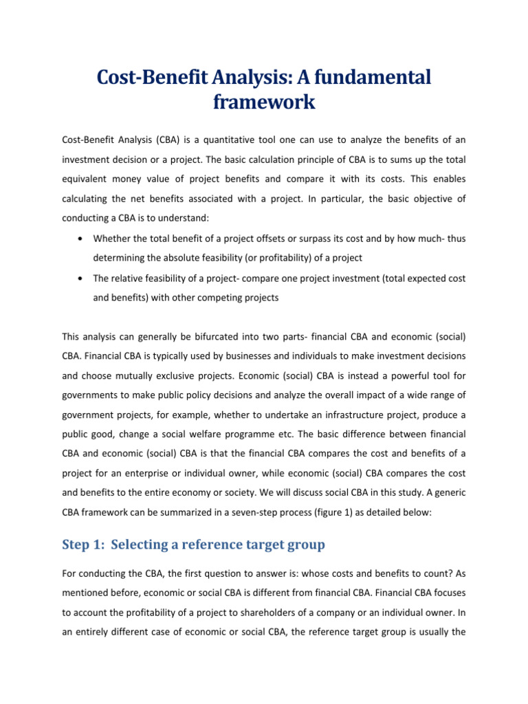 CBA Fundamental Framework | PDF | Cost–Benefit Analysis | Net Present Value