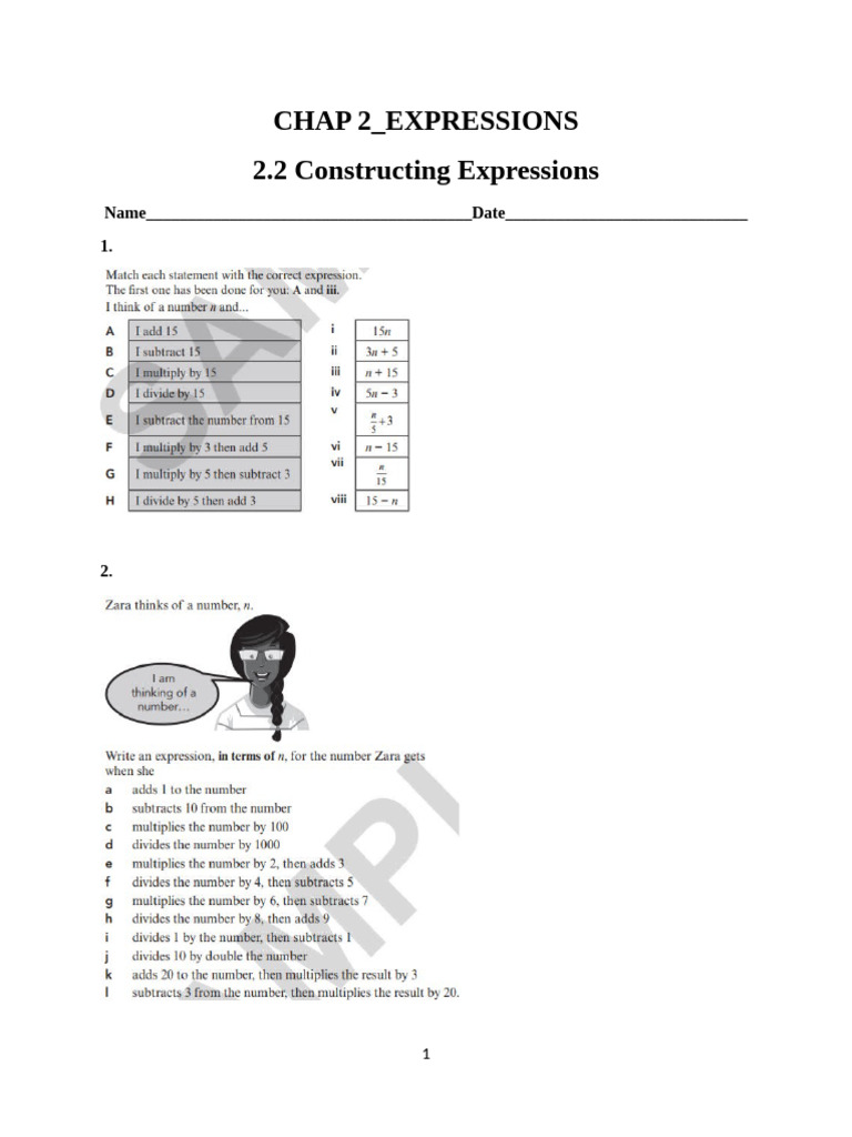 Expressions for Perimeter and Area | PDF